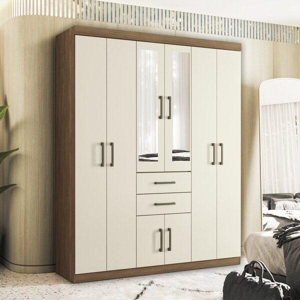 Guarda-roupa Verona 8 Portas 2 Gavetas Com Espelhos | Leroy Merlin