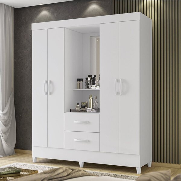 Guarda Roupas 4 Portas 2 Gavetas Mobi Capelinha Branco/fosco Branco ...