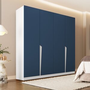 Guarda Roupas 4 Portas 4 Gavetas Porto Branco/azul | Leroy Merlin