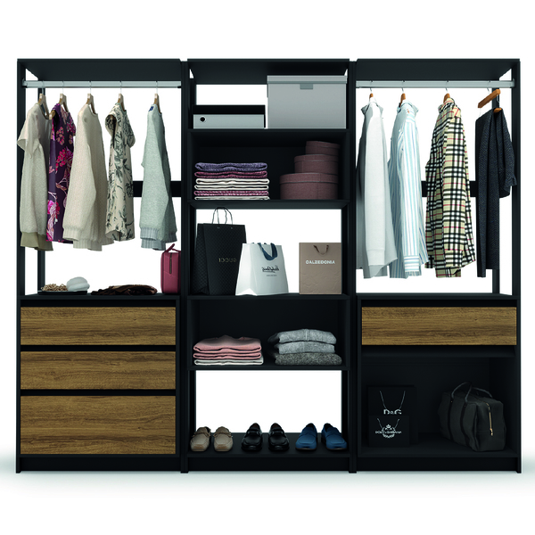 Guarda Roupas Casal Closet Aberto Modulado Com 3 Peças Verona Com 4 ...