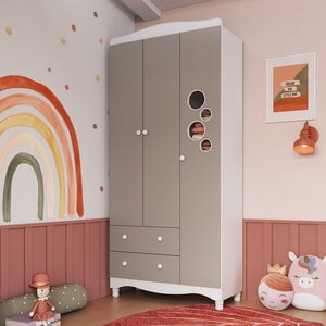 Guarda Roupas Infantil 3 Portas E 2 Gavetas Linha Encanto Branco ...