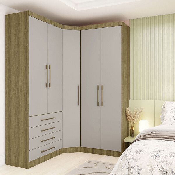 Guarda Roupas Modulado De Canto Diagonal 3 Peças Com 5 Portas E 4 ...