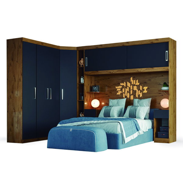 Guarda Roupas Modulado De Casal 1,38 Com Cabeceira Genova Plus 6 Portas ...