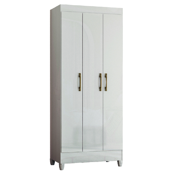 Guarda Roupas Solteiro 1 Gaveta 3 Portas Lyon Branco Moval | Leroy Merlin