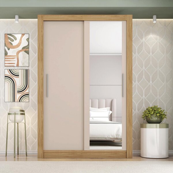 Guarda Roupas Solteiro Com Espelhos 2 Portas De Correr 4 Gavetas Quito Espresso Móveis Lamina ...