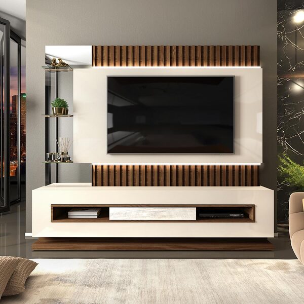 Home Moderno Para Tv Até 60 Polegadas Ripado Com Led 100% Mdf Lumus ...