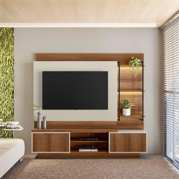 Home Para Tv Brugge Com Led Freijo Off White | Leroy Merlin