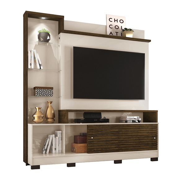 Home Theater Com Led E Pés Estante Clap Plus Tv 55" Off White/ Savana ...