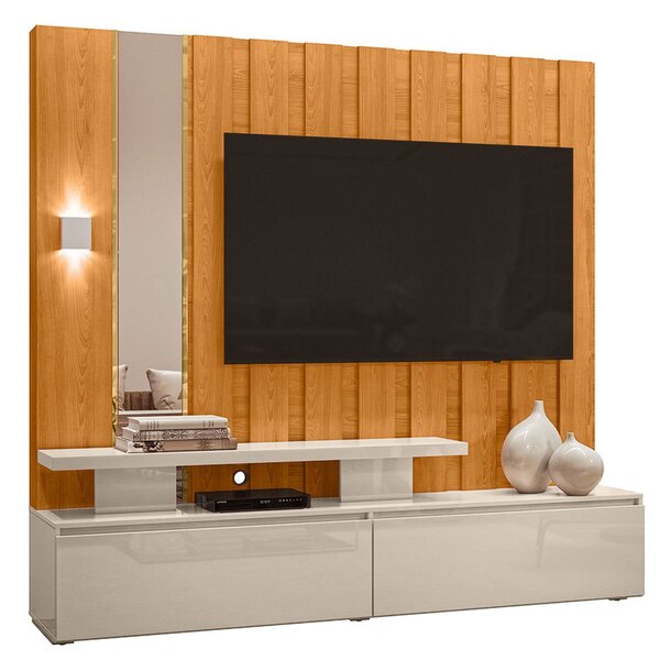 Home Theater Para Tv 65 Polegadas Ripado Com Prateleira Zaíra Cinamomo ...