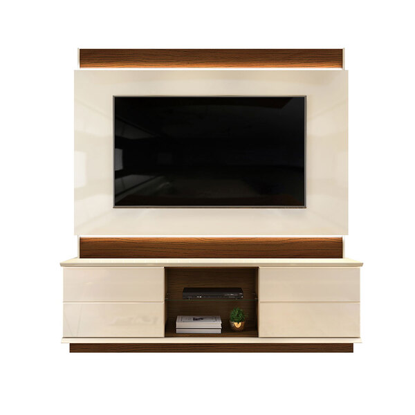 Painel Home Theater Para Tv 65 Polegadas Pollu Com Led Creme Cinamomo ...