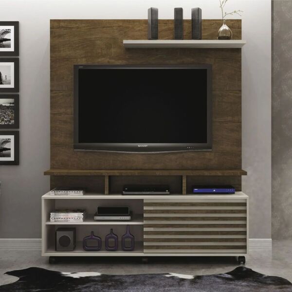Home Theater Star Para Tv Até 60" Valdemóveis Ipê/off-white Cestaplus ...