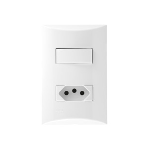 Conjunto de Interruptor de Simples e Tomada 10A Branco Brava! Iriel ...