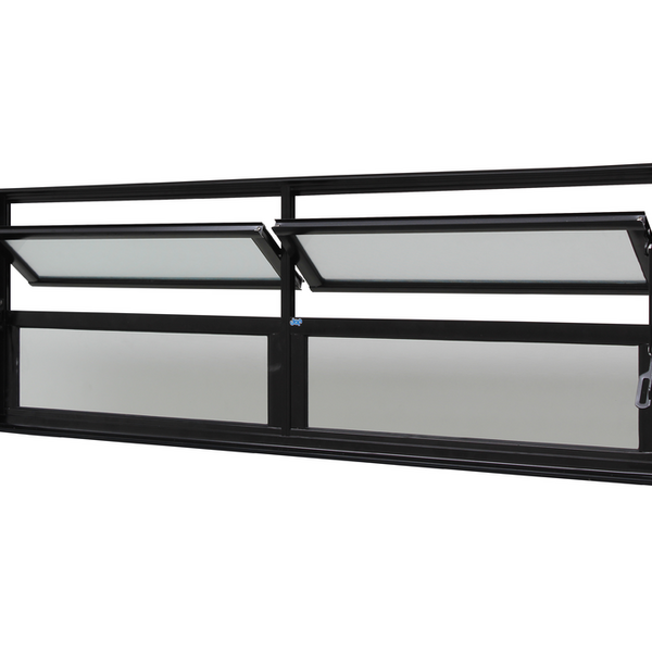 Janela Basculante Alumínio Preto 40x200x6cm Duas Seções Jap Caribe Max ...