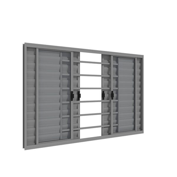 Janela De Alumínio Veneziana 100x150cm 6 Folhas Com Grade Cinza | Leroy ...