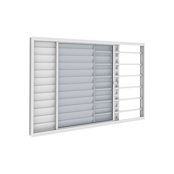 Janela de Alumínio Veneziana 3 Folhas 100x150cm com Grade Classic ...