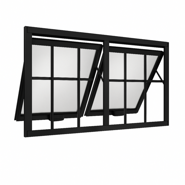 Janela Maxim Ar 2 Seções Aluminio Preto Com Grade Linha 25 - 60x120 ...