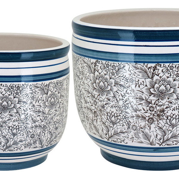 Jg 2pç Cachepô Vaso Decorativo Planta Cerâmica Azul | Leroy Merlin