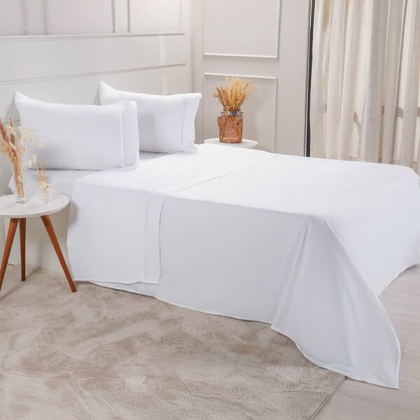 Jogo De Cama King Serenitá 4 Pçs Bordado Festonê 193x203x40cm White ...
