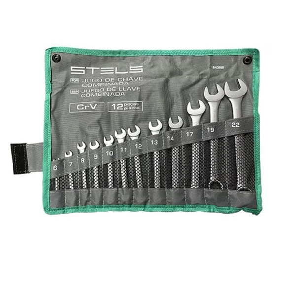 Jogo De Chave Combinada Crv 12 Pcs 6 7 8 9 10 11 12 13 14 17 19 22 Mm Stels | Leroy Merlin