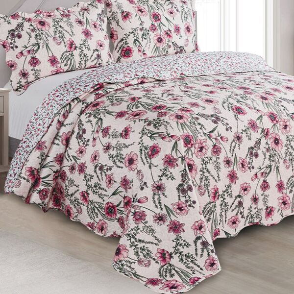 Jogo De Colcha Evolution Patchwork Queen Camesa Rosa Un | Leroy Merlin