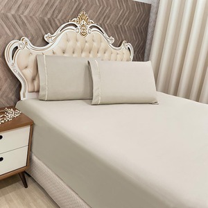 Jogo De Lençol Suave King 3 Peças Percal 400 Fios Detalhe Ponto Palito ...