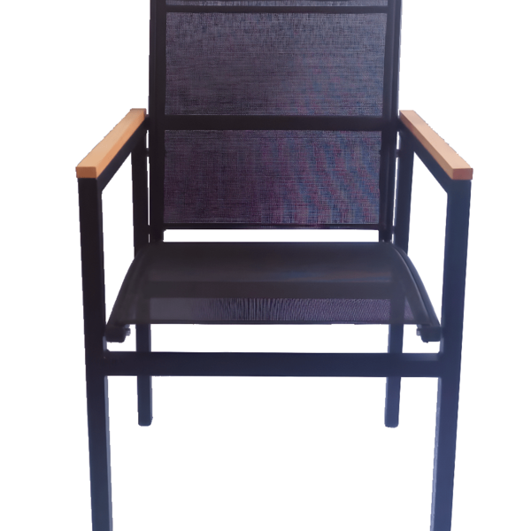 Jogo De Mesa Em Alumínio Ripado + 8 Cadeiras De Tela Sling - Preto ...