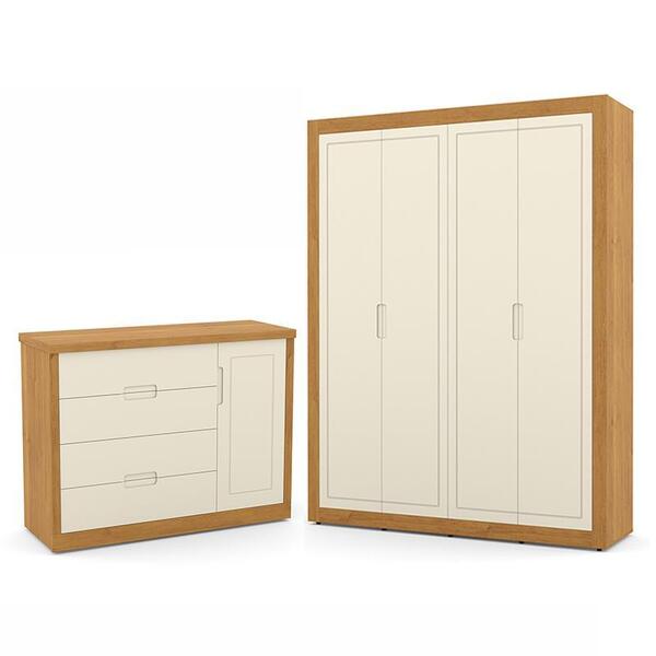 Jogo De Quarto Infantil Com Guarda Roupa 4 Portas E Cômoda Tutto New ...