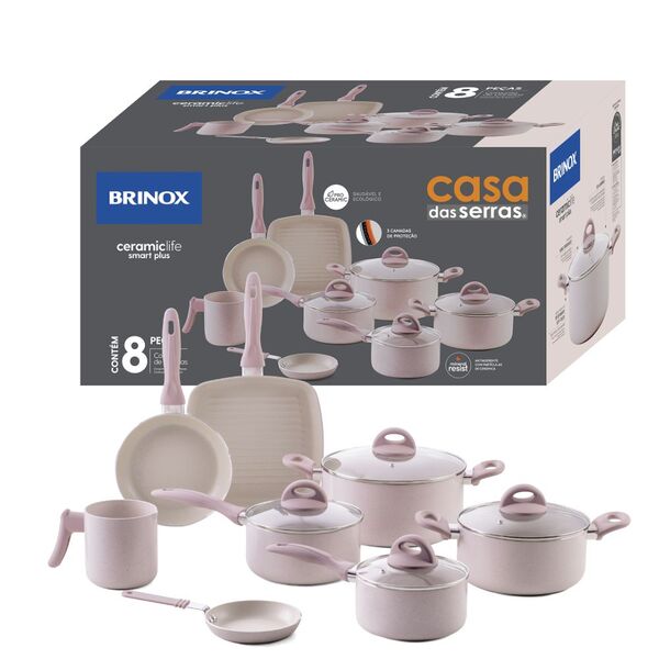 Jogo Panelas Com 8 Peças Antiaderente Brinox Smart Plus | Leroy Merlin