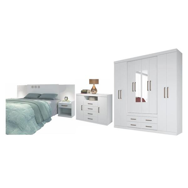 Jogo Quarto De Casal Com Espelho Completo Stella Branco | Leroy Merlin