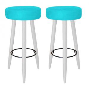 Kit 02 Banqueta Alta Lia Branco Suede Azul Turquesa | Leroy Merlin