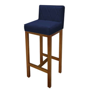 Kit 02 Banquetas Alta Jade Suede Azul Marinho Com Encosto E Base ...