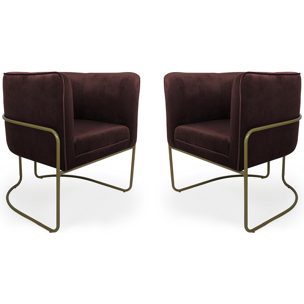 Kit 02 Poltronas Betina Base Aço Mustard Veludo Marsala - Casaepoltrona ...