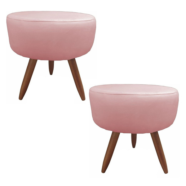Kit 02 Puffs Banqueta Redondo Classic Suede Rosa - Ds Estofados | Leroy ...