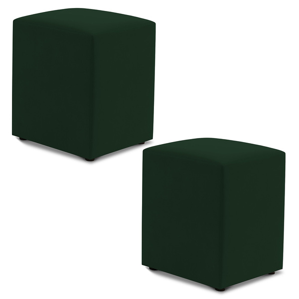 Kit 02 Puffs Decorativos Sala De Estar Quadrado 36x47cm Veludo Verde ...
