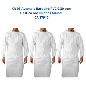 Kit 03 Aventais Barbeiro Pvc 0,30 Com Elástico Nos Punhos Maicol Ca ...