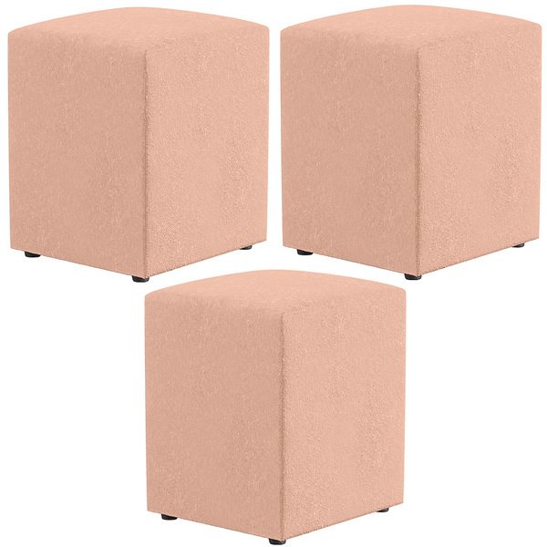 Kit 03 Puffs Quadrado L02 Decorativo Linho Rosê - Lyam Decor | Leroy Merlin