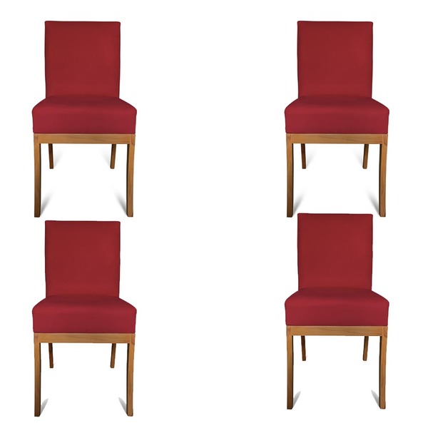 Kit 04 Cadeiras Para Sala De Jantar Paris Pés Palito Suede Vermelho - D ...