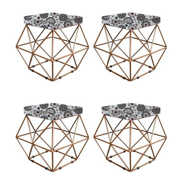 Kit 04 Puffs Estampado Floral Rose Aramado Elsa | Leroy Merlin