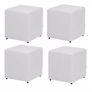 Kit 04 Puffs Quadrado Corino Branco L20 - Nay Estofados | Leroy Merlin