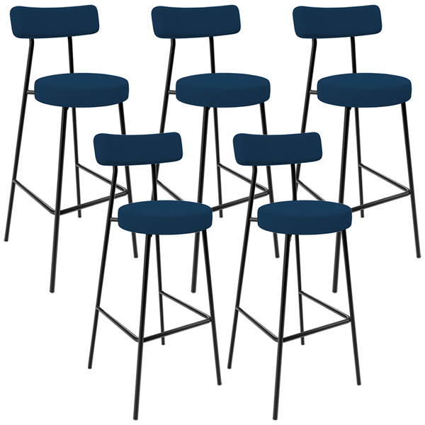 Kit 05 Banquetas Alta Bar Cozinha Sala De Jantar Em Aço Milão L02 Suede ...