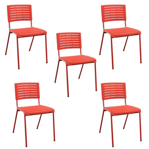 Kit 05 Cadeiras Fixa Multiuso Niala Plaxmetal Nr17 Vermelho | Leroy Merlin