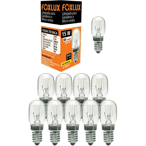 Kit 10 Lâmpada De Geladeira Foxlux 15w 220v | Leroy Merlin