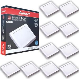 Kit 10 Plafon Painel Led Avant Pop 18w Branco 6500k 1080 Lúmens ...