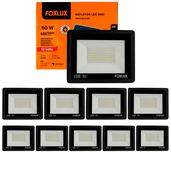 Kit 10 Refletor Led 50w 6500k 12v Ip65 Foxlux | Leroy Merlin