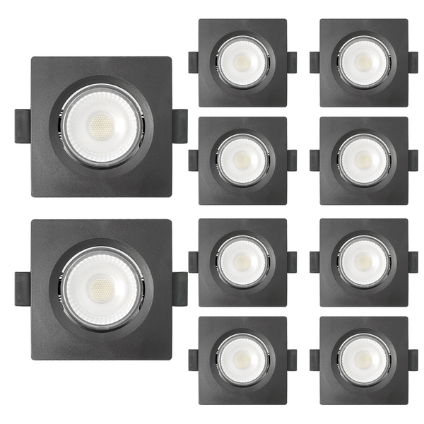 Kit 10 Spot Led Embutir 6w Quadrado Preto 3000k Branco Quente 220/110v ...