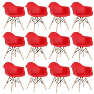 Kit 12 Cadeiras Charles Eames Eiffel Daw Com Braços E Pés De Madeira ...