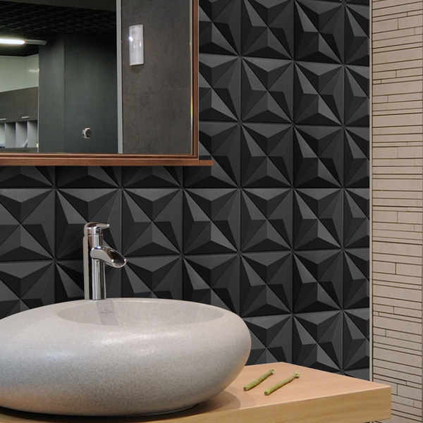 Kit 20 Placas Pvc 3d Revestimento De Parede Decorativa Estrelar Preto ...