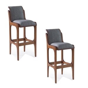 Kit 2 Banquetas Alta Madeira Maciça Pedri Linho Cinza/imbuia G42 - Gran ...