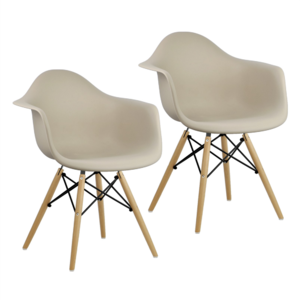 Kit 2 Cadeiras Charles Eames Eiffel Design Wood Com Braços | Leroy Merlin
