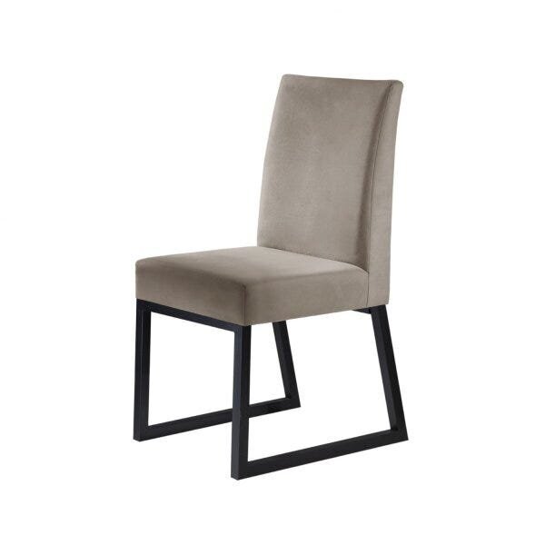 Kit 2 Cadeiras Estofadas Pés Metálicos Hera Mais Decor Preto/suede Bege ...